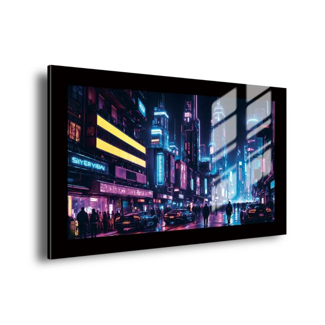 Cyberpunk Crowed Street Lighted Acrylic Wall Art DLP803