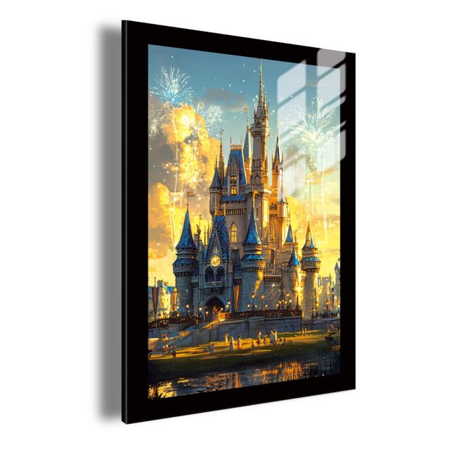 Enchanted Castle Under Fireworks Lighted Acrylic Wall Art DLPN202