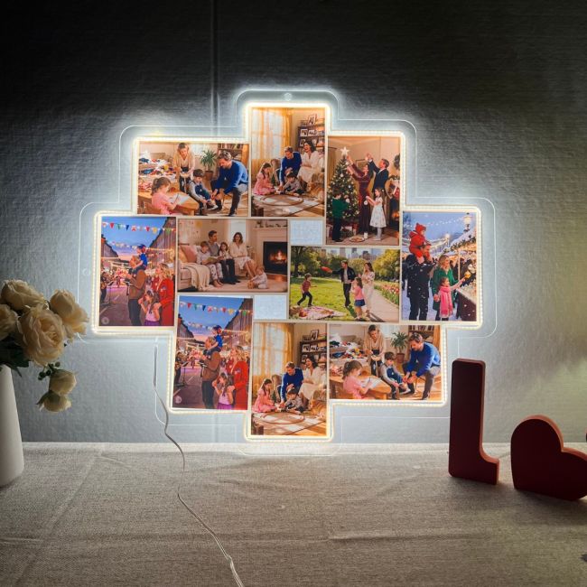 Heartwarming LED Family Puzzle Photo Collage Sign DLPS003